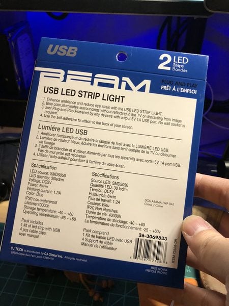 [Dollarama] [WARM-ISH] Beam USB LED Strip Light, 2 LED Strips, Plug-And ...