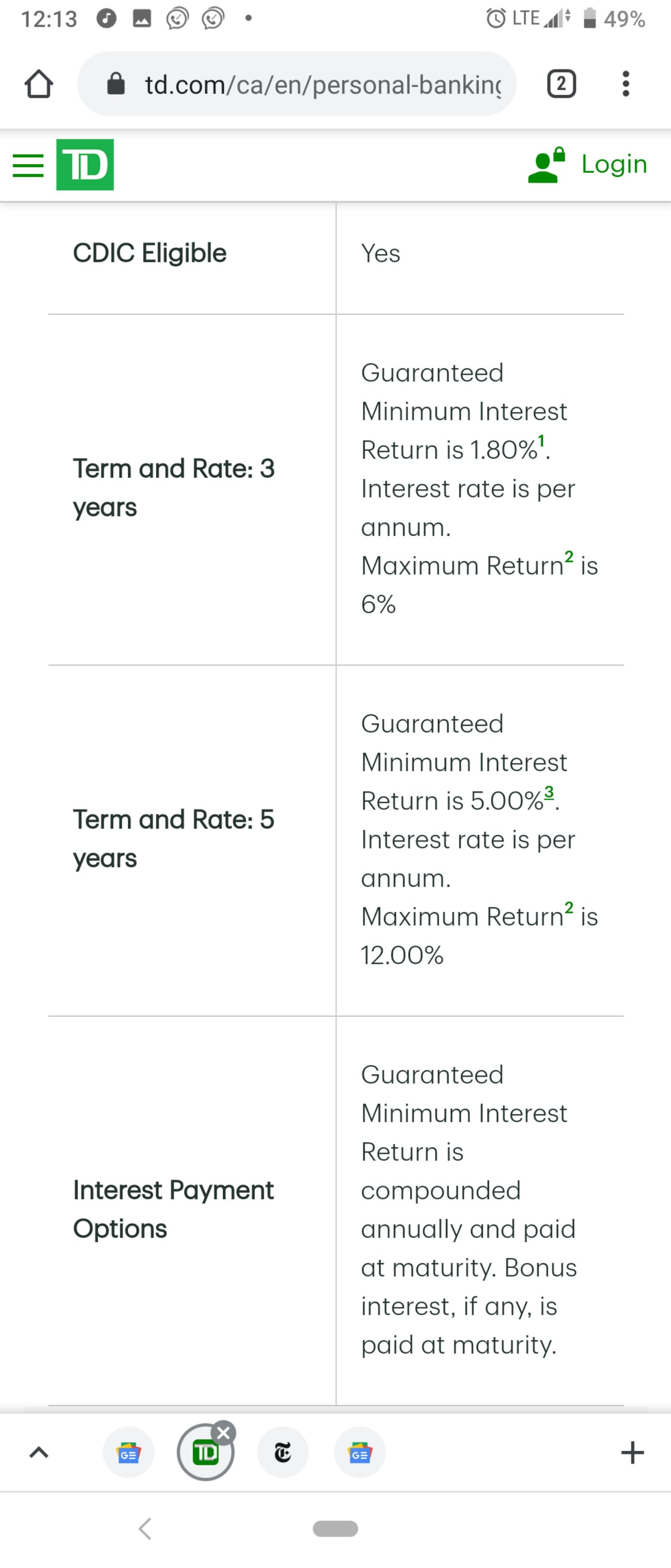 TD GICs: misleading advertising on their website - RedFlagDeals.com Forums