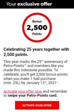 [Petro Canada] Petro-Canada Petro-points bonus 2500 points offer (YMMV ...