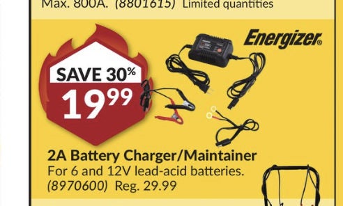 [Princess Auto] Energizer 2A Battery Charger/Maintainer $19.99 ...