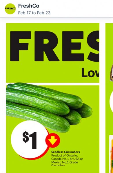 [Fresh Co] FreshCo - Seedless Cucumbers - $1 (February 17 to February ...