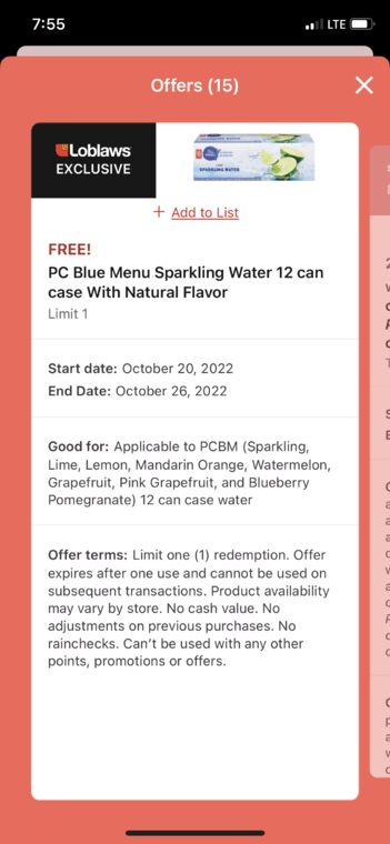 [Loblaws] Loblaws exclusive - FREE PC Blue Menu Sparking Water Case of 12 - YMMV - RedFlagDeals ...