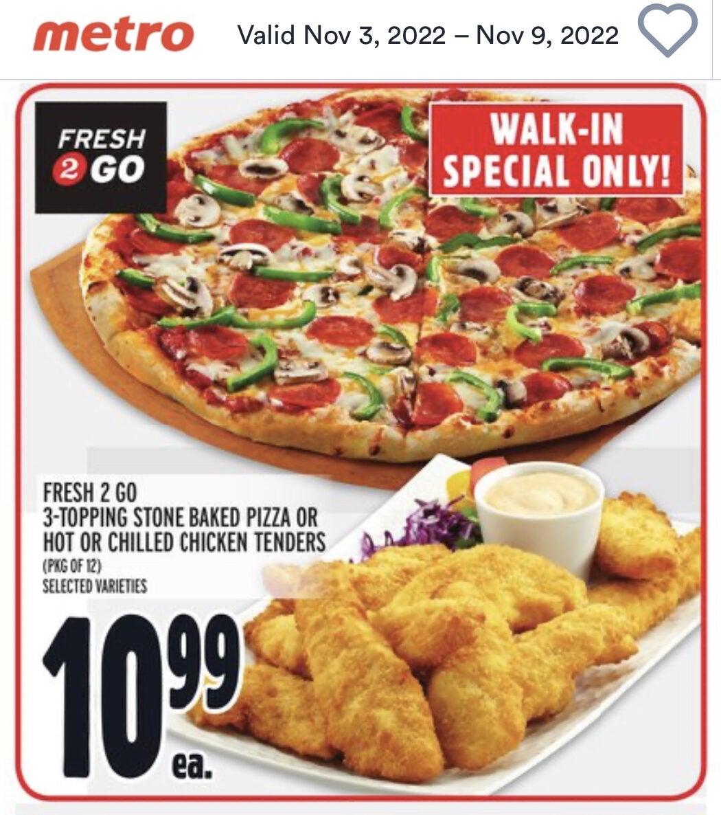 [Metro] Metro ON (Nov 3-9) 16" XL 3 Topping Pizza $10.99 - RedFlagDeals ...