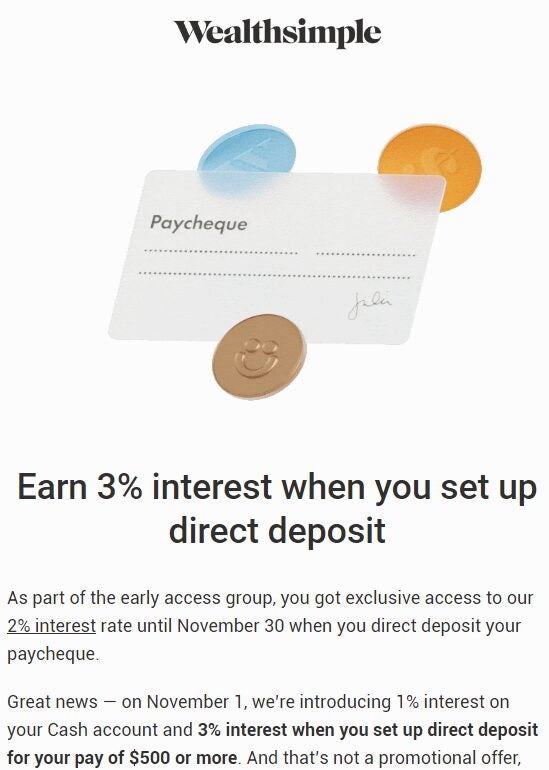 [Wealthsimple] Wealthsimple 2% on payroll deposits - RedFlagDeals.com ...