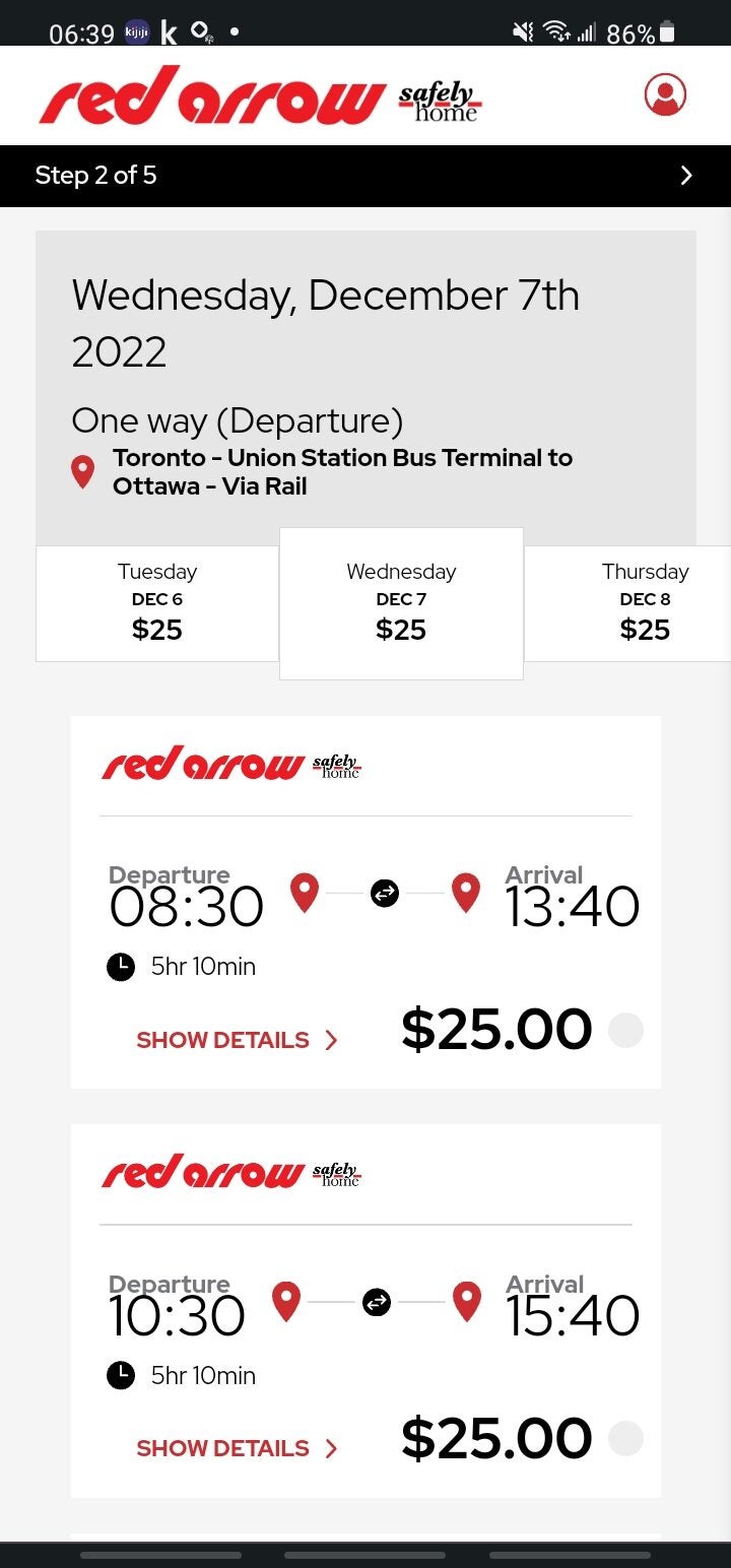 [Red Arrow] $25 luxury bus trips. Toronto/Ottawa w/Red Arrow. Dec 4-8 ...