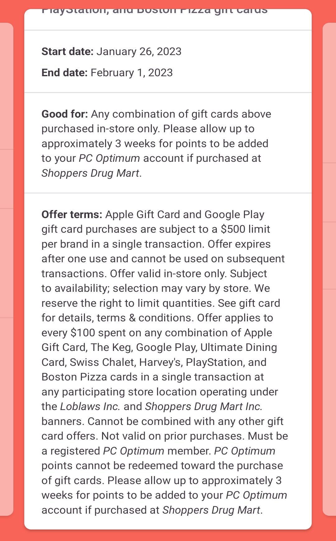 [Loblaws] 15,000 PCO points for every $100 spent on Apple, Keg, Google ...
