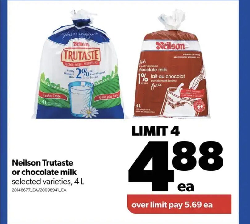 [Real Canadian Superstore] Neilson Trutaste or Chocolate Milk 4L for $4 ...