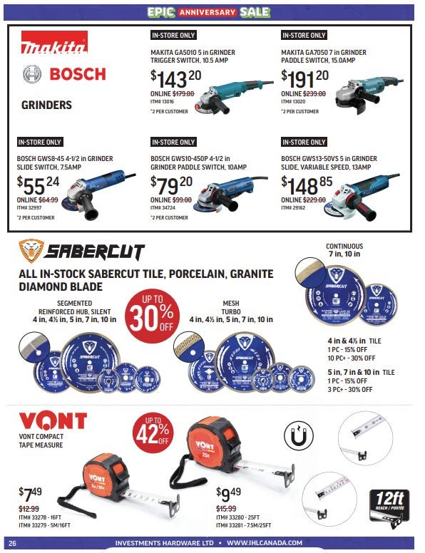 [IHL] Anniversary sale - tools (Woodbridge/Innisfil) - RedFlagDeals.com ...