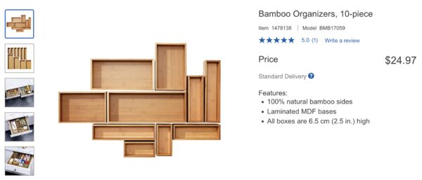 [Costco] Bamboo Organizers, 10-piece - $24.97 - RedFlagDeals.com Forums