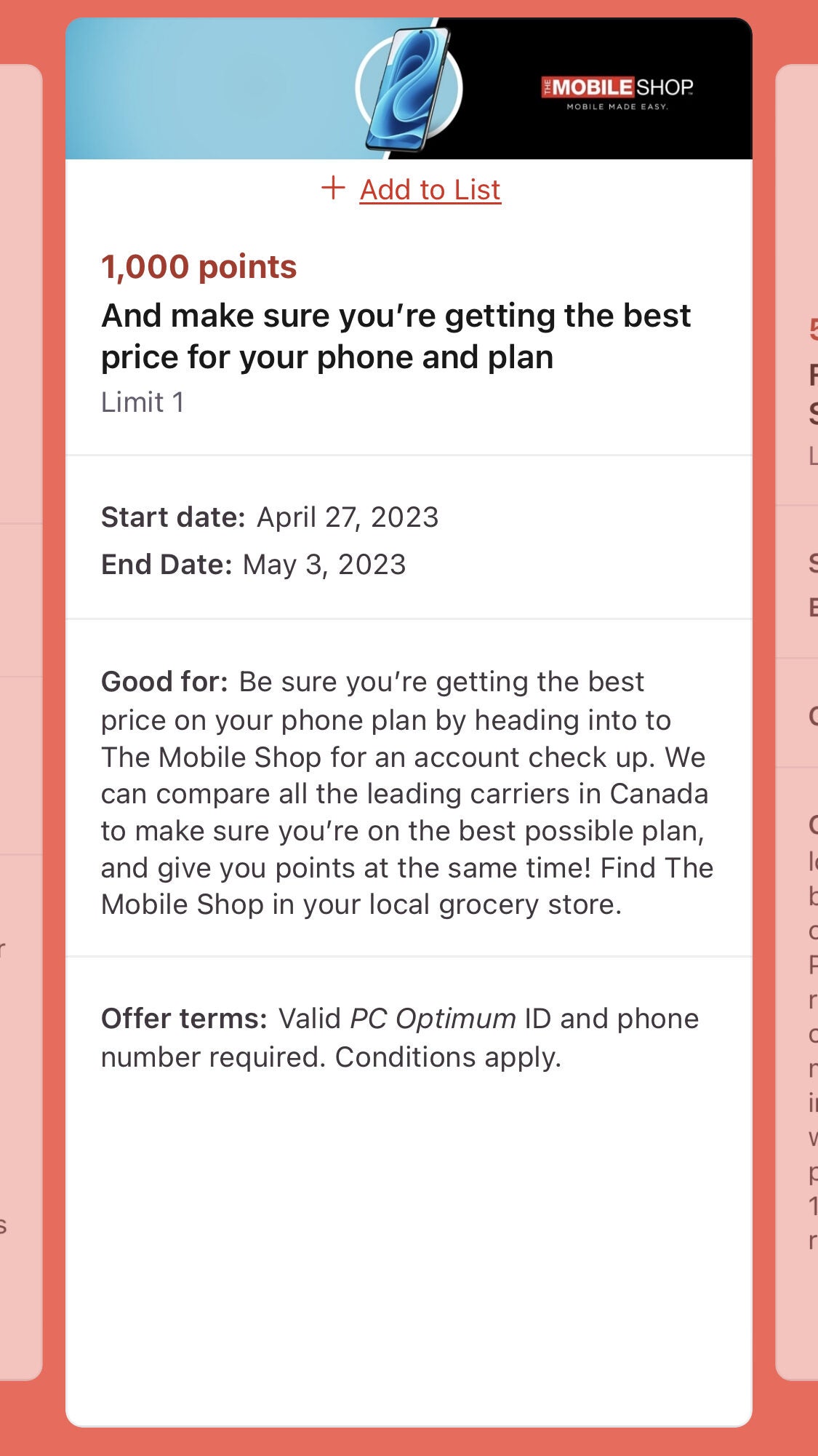 [The Mobile Shop] Free 1k PC Optimum points for visiting the Mobile ...