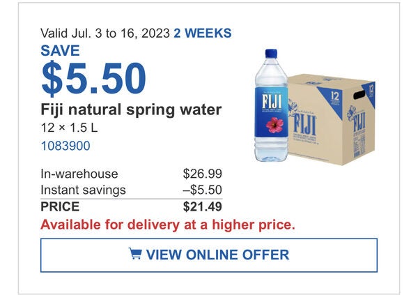 [Costco Business Centre] Fiji Natural Spring Water 1.5 L - $1.79 ( case ...