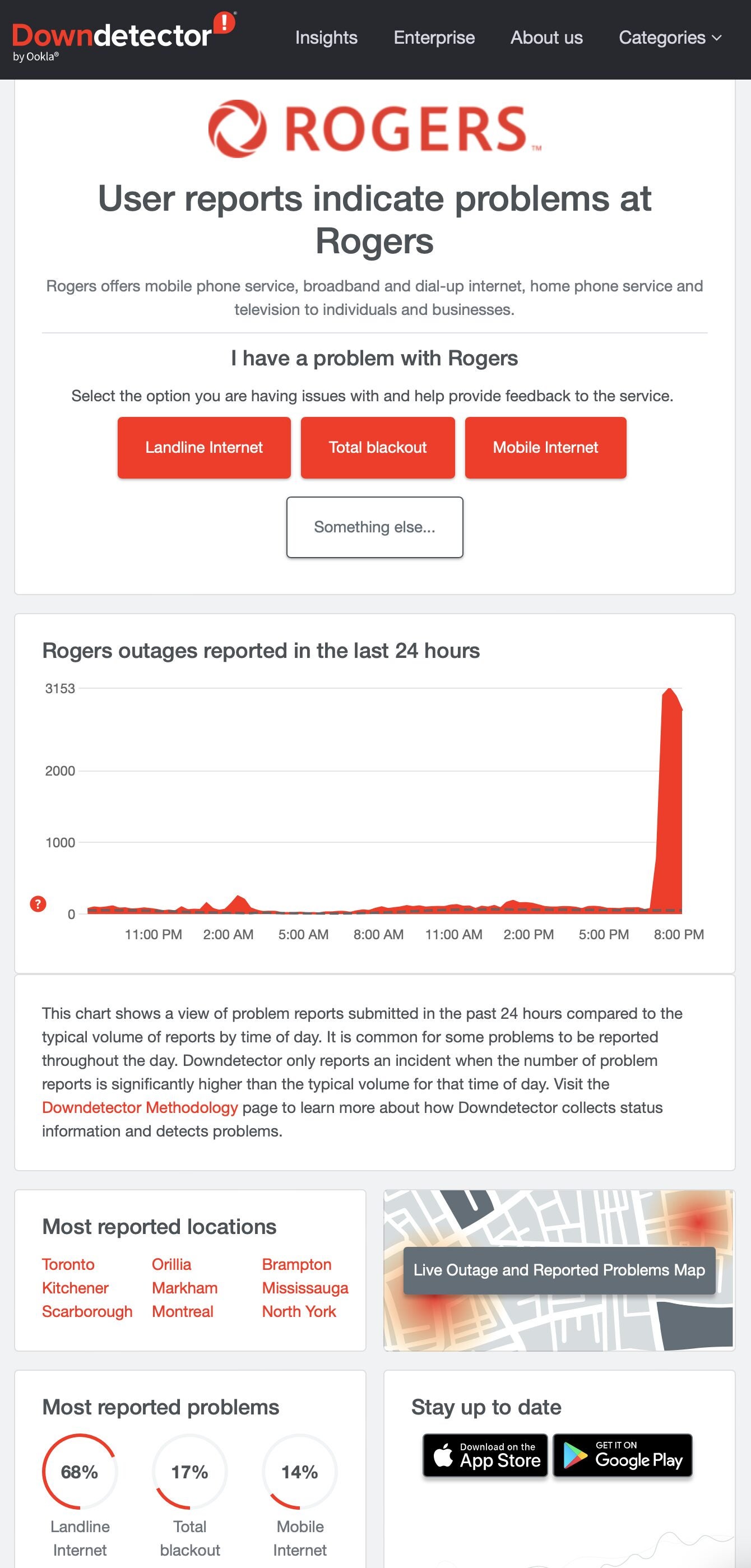 Major GTA Rogers cable internet outage July 26 since around 7-ish pm ...