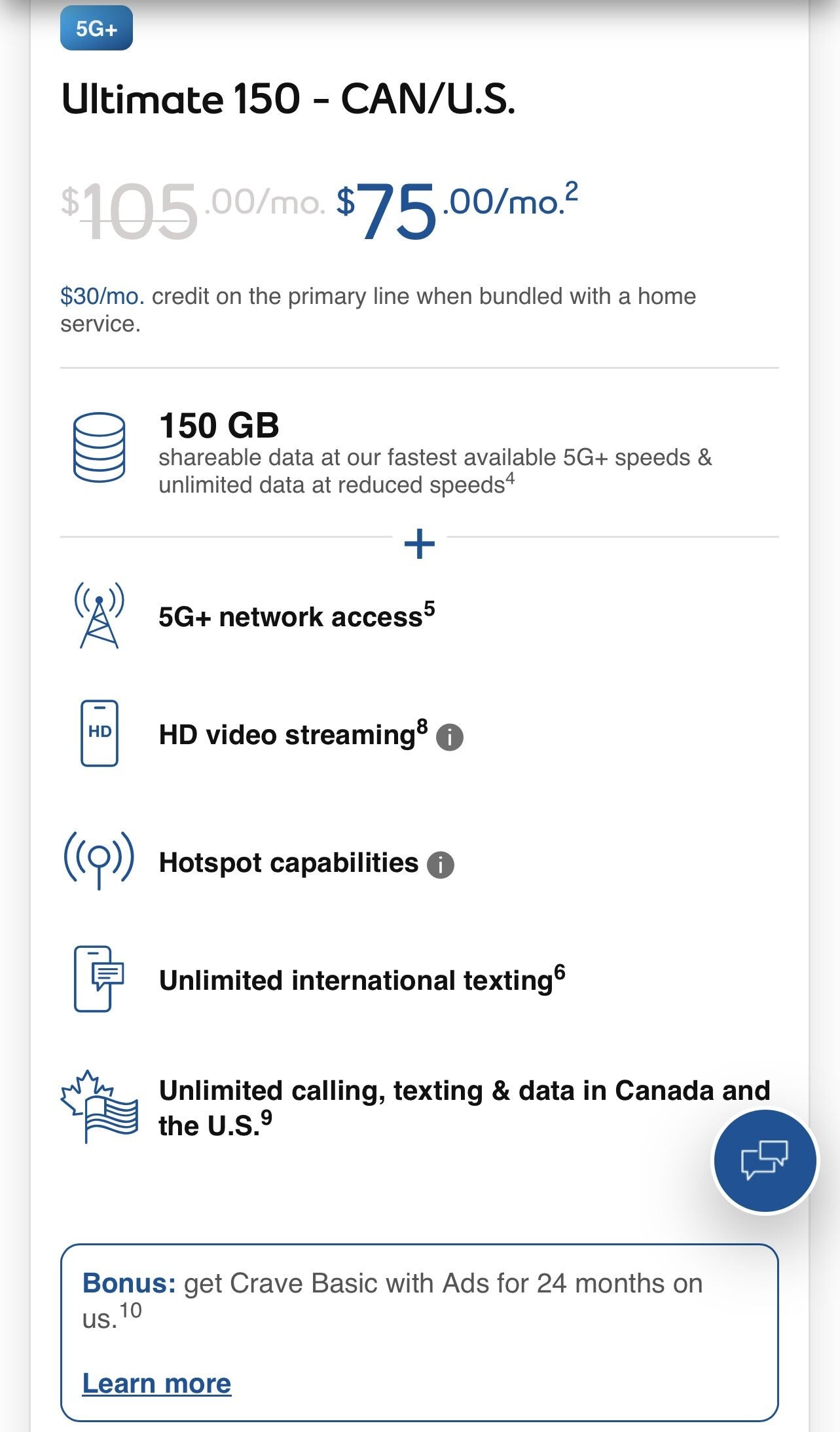[Bell] Bell Home Services Mobility Plans. 75gb 55$ or 150gb 75 ...