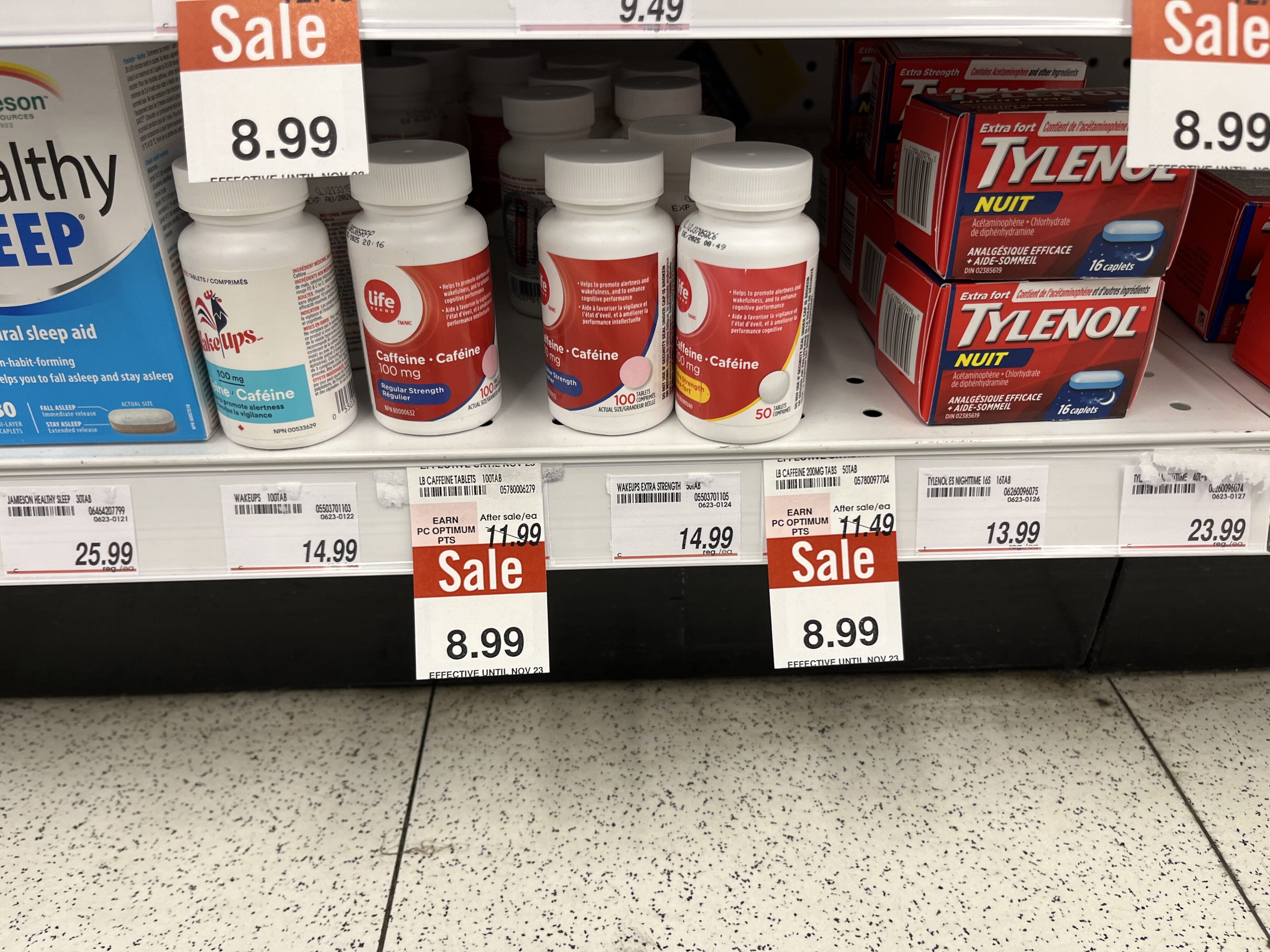 [Shoppers Drug Mart] SDM: Life brand caffeine pills $8.99 100mg/100ct ...