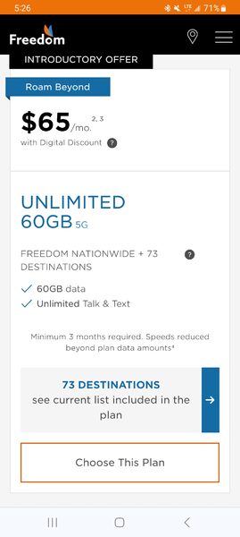 [Freedom Mobile] Roam Beyond FREEDOM 73 DESTINATIONS $65 plan or $20 ...