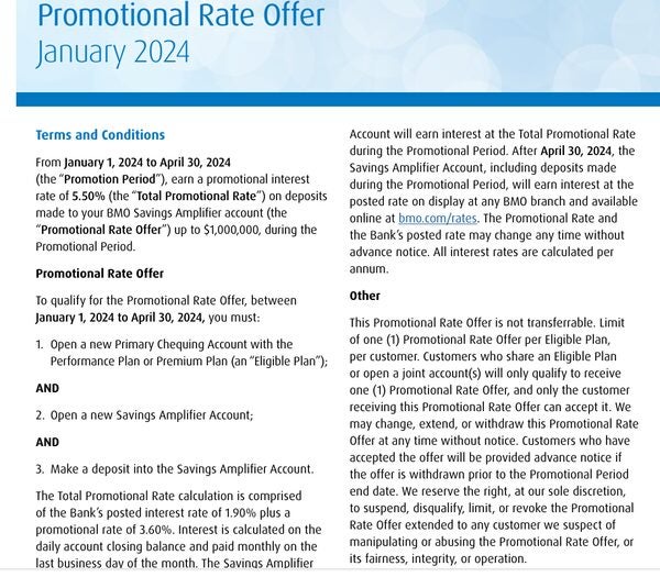 [BMO] 5.5% special promo Interest + up to 600$ bonus until April 30 ...