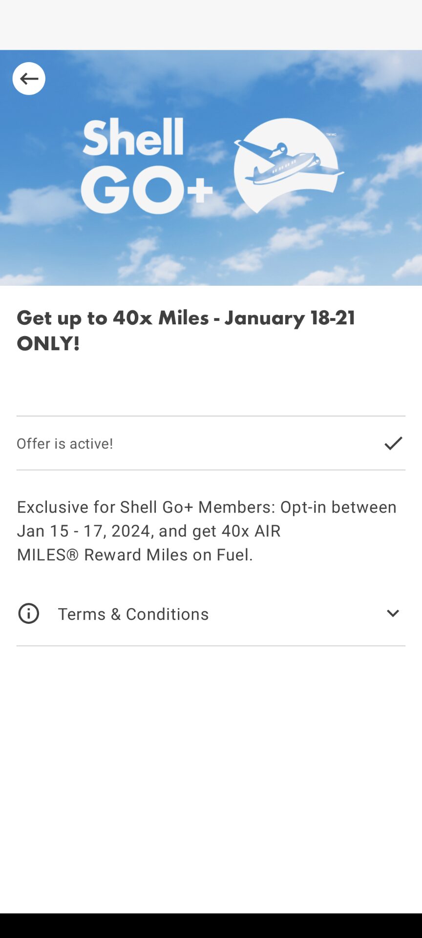 [Shell] IT'S BACK! SHELL GO+ 40x Air Miles on Fuel Purchases. Jan 18-21 ...