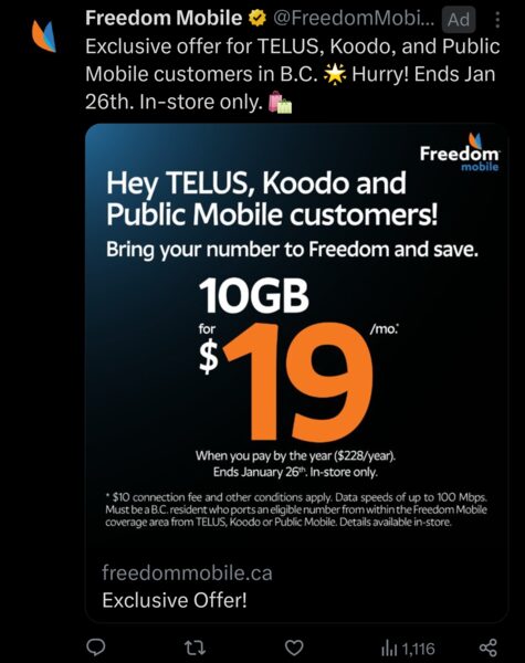 [Freedom Mobile] Port in from Telus,Koodo,Public - $228/Year Prepaid ...