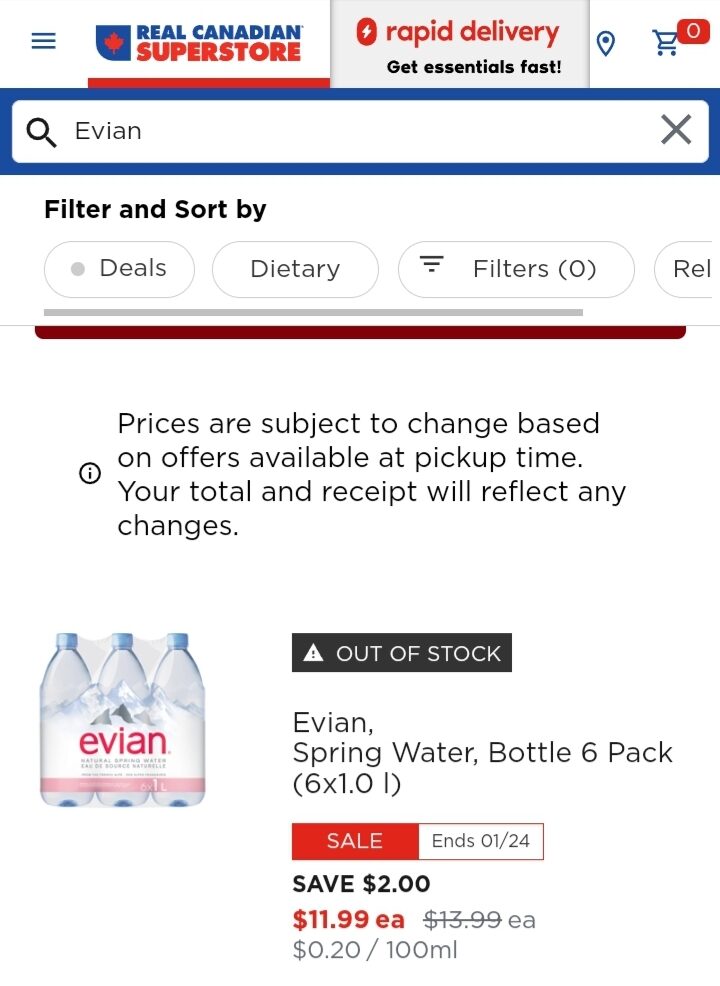 [Real Canadian Superstore] [GTA] 13 liters of Evian for $27 plus 10,000 ...