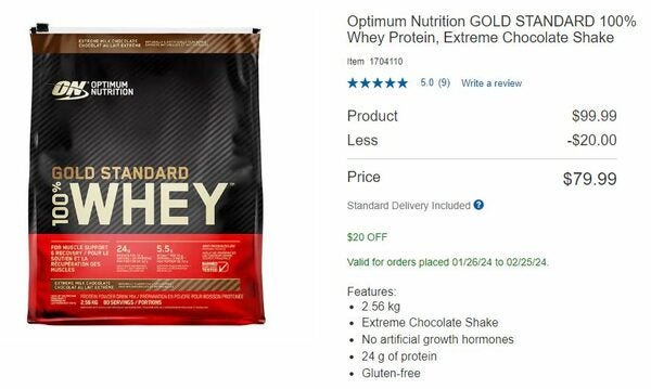 [Costco] Optimum Nutrition Whey Protein, Extreme Chocolate Shake 2.56 ...