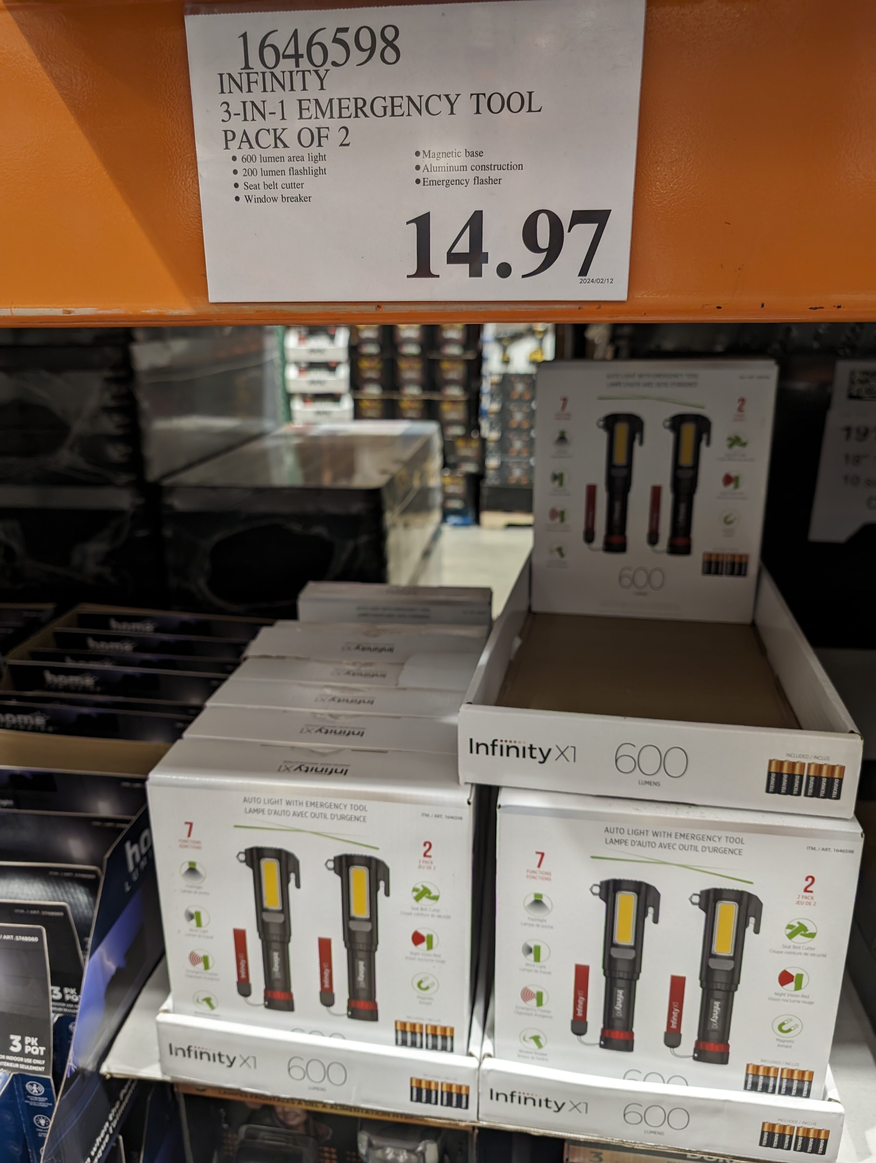 [Costco] Infinity X1 600 Lumen Auto Light with Emergency Tool 2-pack ...