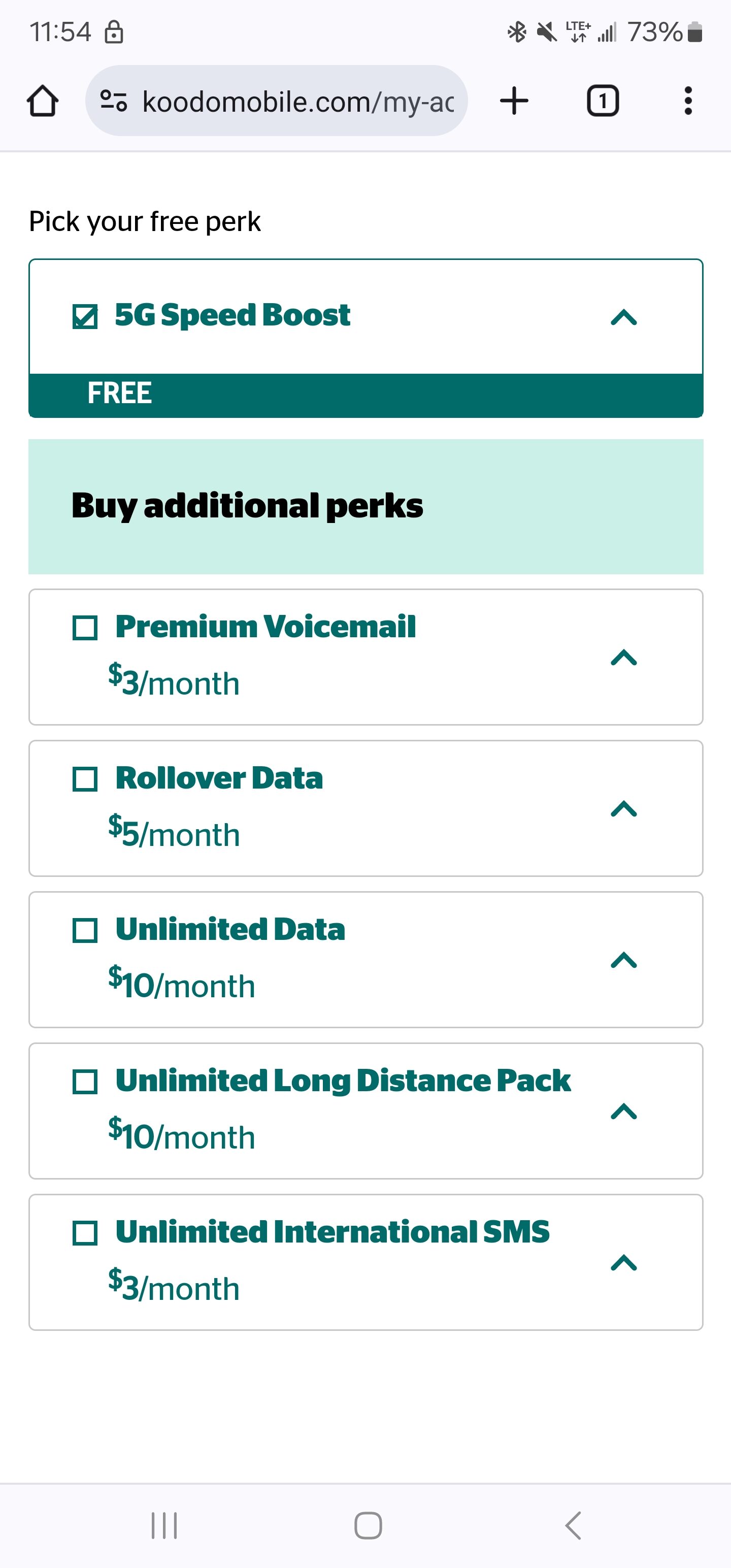 [Koodo] [Koodo] $65 Canada-USA 120gb plan with free perks "5G Speed ...