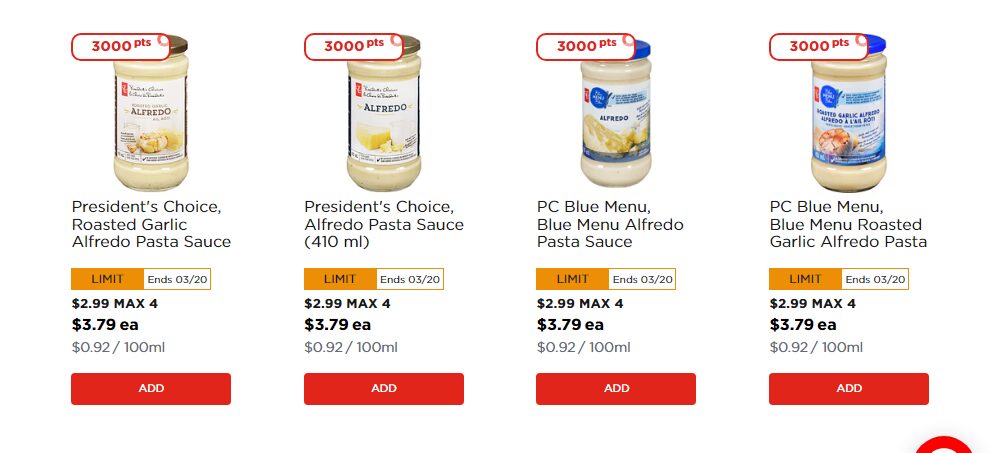 [Real Canadian Superstore] [West] PC or PC Blue Menu Alferdo Pasta ...