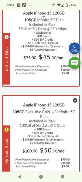 [Rogers] $45 month/100 GB data “infinite” plan + iPhone 15 for 5$/month ...