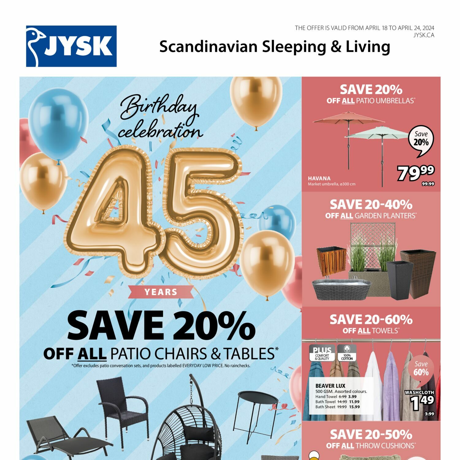 JYSK Weekly Flyer - Weekly Deals - Birthday Celebration - Apr 18 – 24 ...