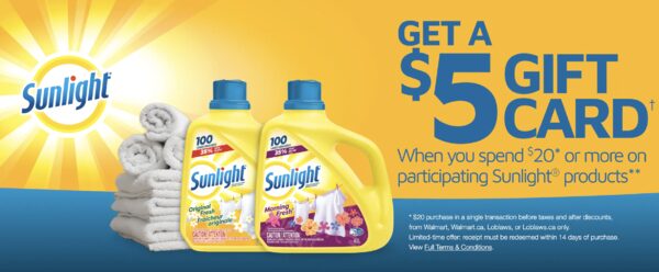 [Sunlight] Get a $5 Gift Card When You Spend $20 on Participating ...
