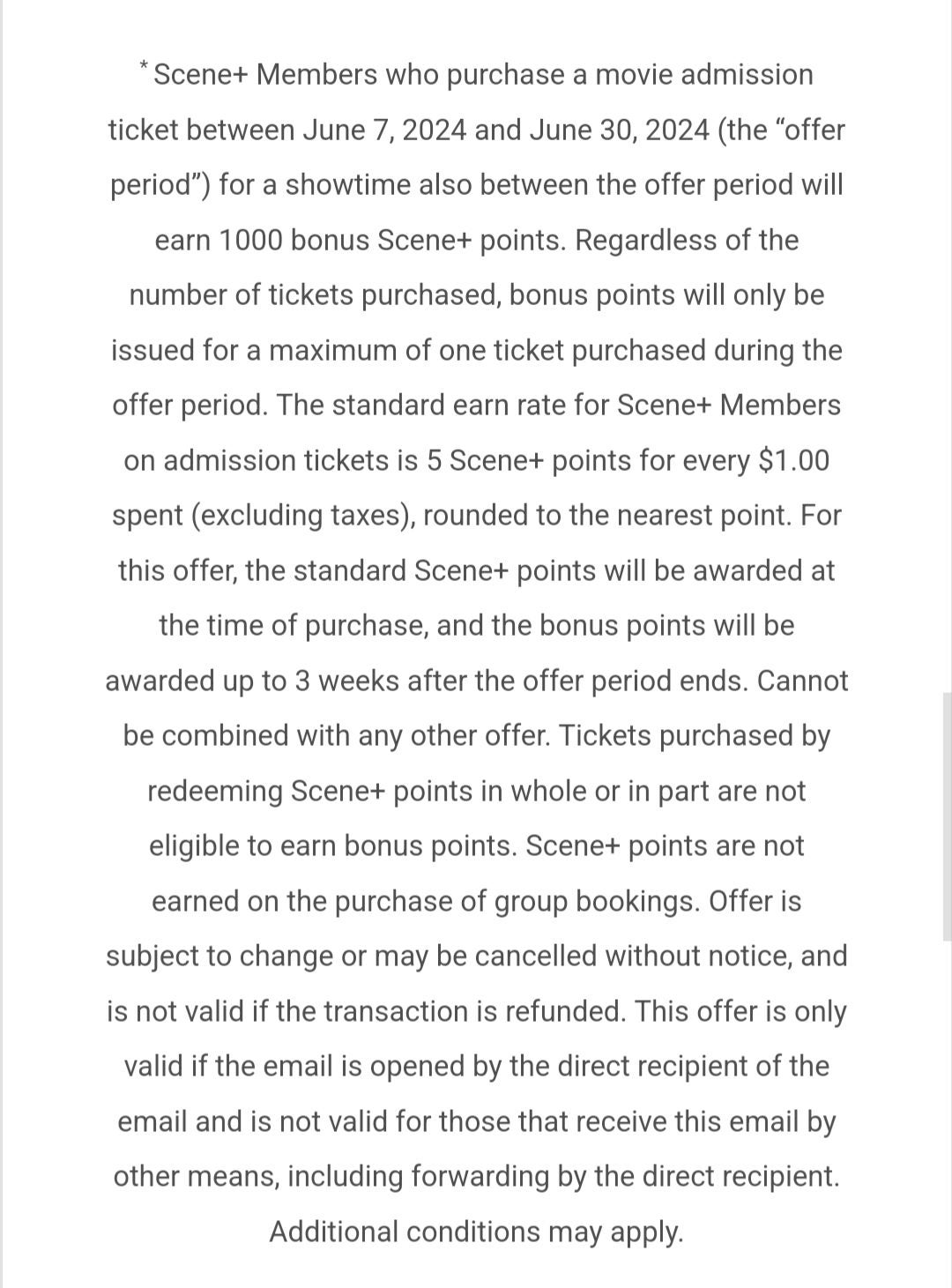 [Cineplex] Purchase any Movie ticket admission and get 1000 scene ...