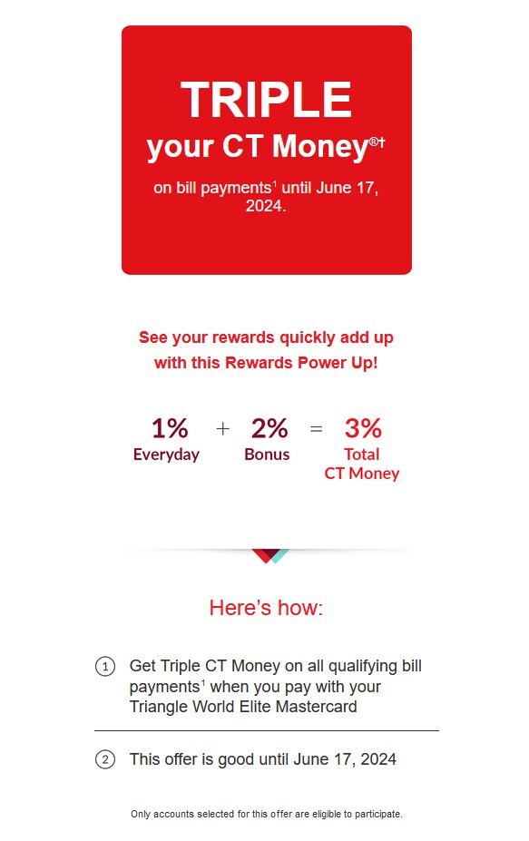 [Canadian Tire] YMMV CTFS - Canadian Tire Mastercard 3x Rewards on Bill ...