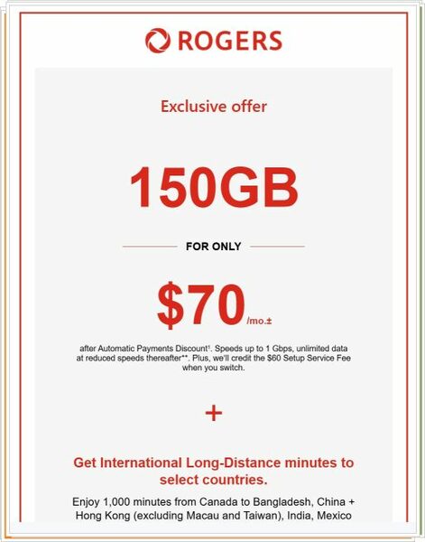 [Best Buy Mobile] Fido to Rogers Migration Offer $39 75GB 5G+ with US ...