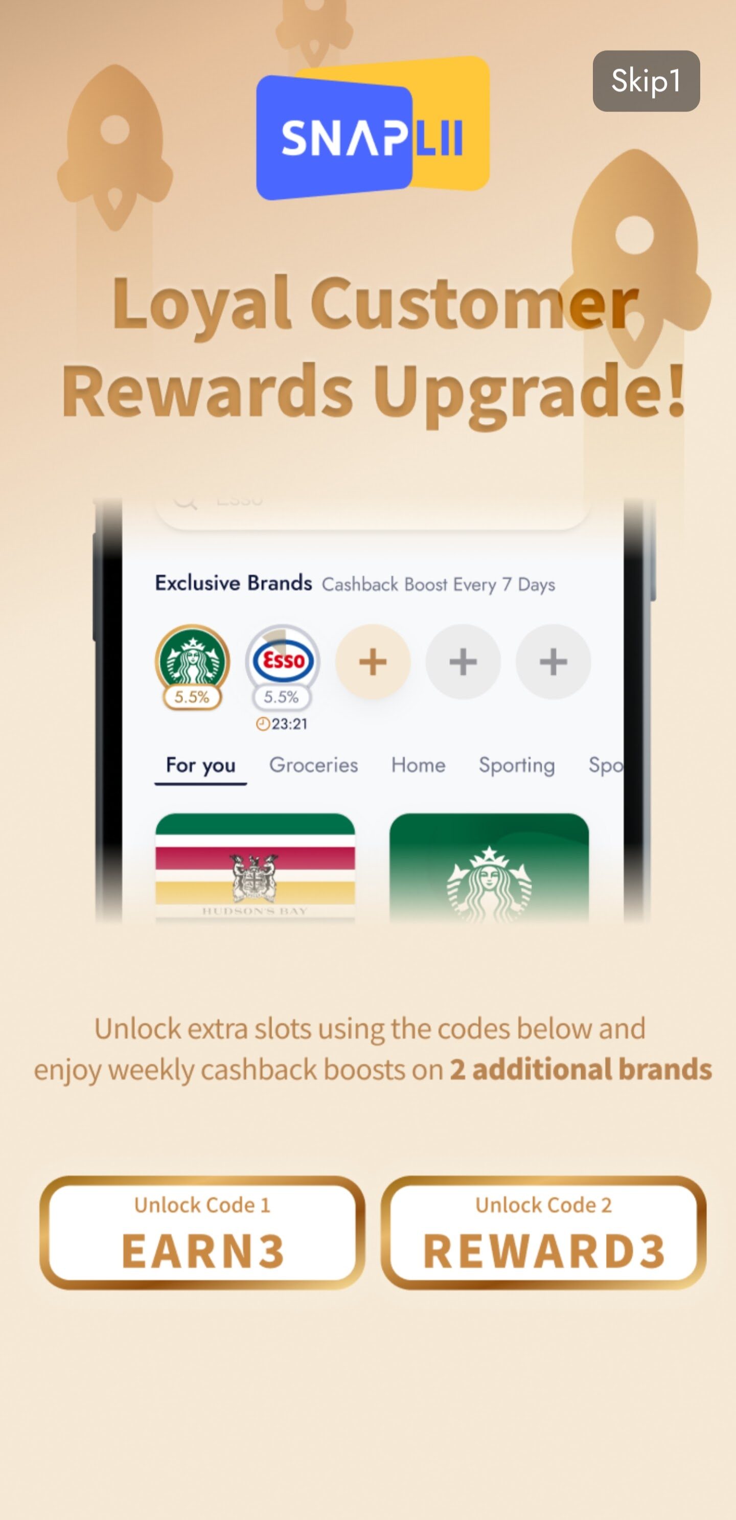 Snaplii 3.5 - 5.5% cashback on giftcards weekly with cashback boost ...