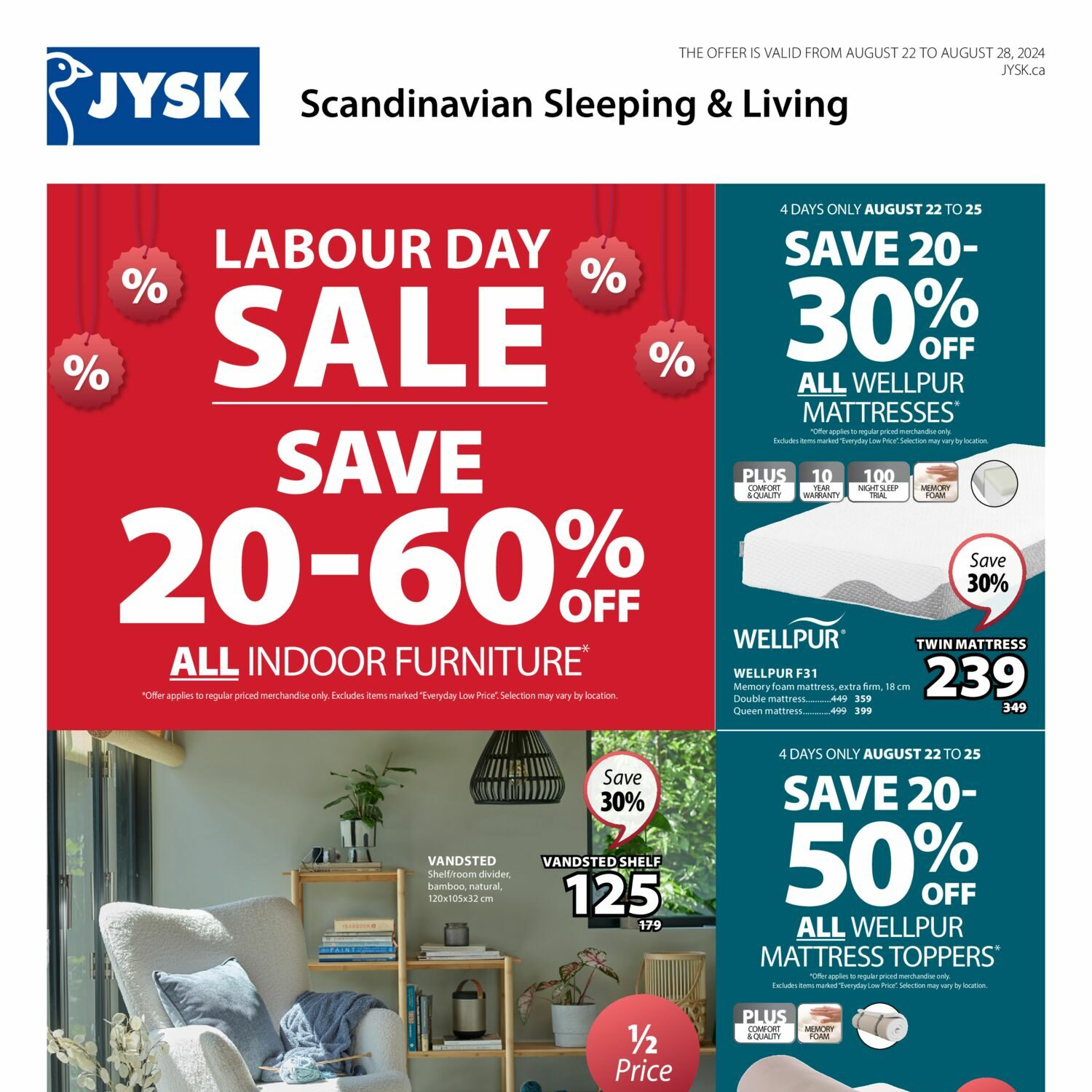 JYSK Weekly Flyer - Weekly Deals - Labour Day Sale - Aug 22 – 28 ...