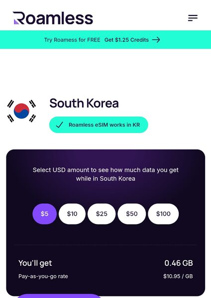 [roamless.com] Roamless eSIM free USD3.75 with code GRE24 (YMMV) or ...