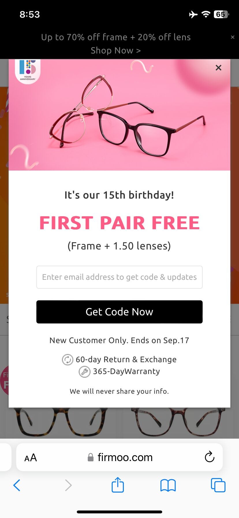 [Firmoo] Firmoo free glasses for first time customers just pay for ...