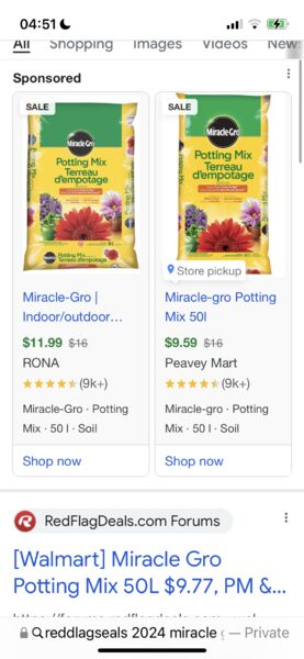 [Peavey Mart] Peavey Mart: Miracle Gro potting soil 50L $9.59 (Rona $11 ...