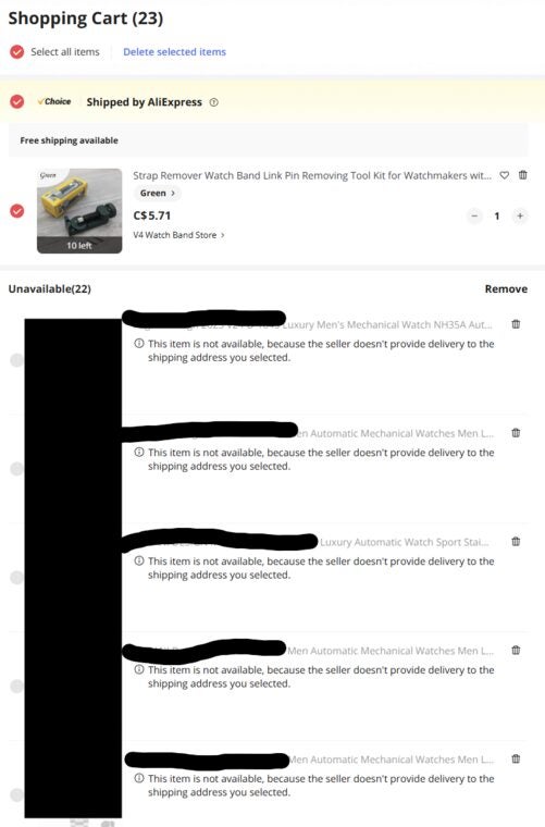 Can't order anything off AliExpress - Says they don't ship to my ...