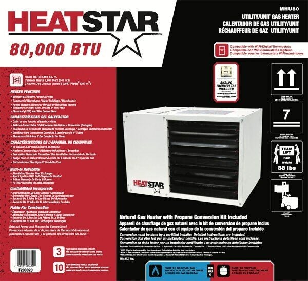 [Princess Auto] HEATSTAR 80,000 BTU Natural Gas Unit Heater with LP ...