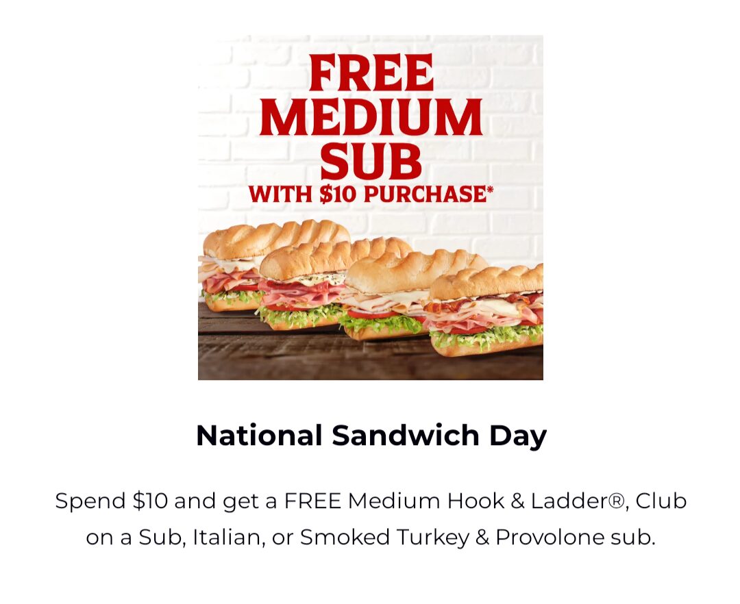[Firehouse Subs] Spend $10 and get a FREE Medium Hook & Ladder, Club on ...