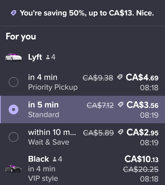 [Lyft] Lyft Downtown Toronto - 50% off two (2) rides - Nov 14 to Nov 23 ...