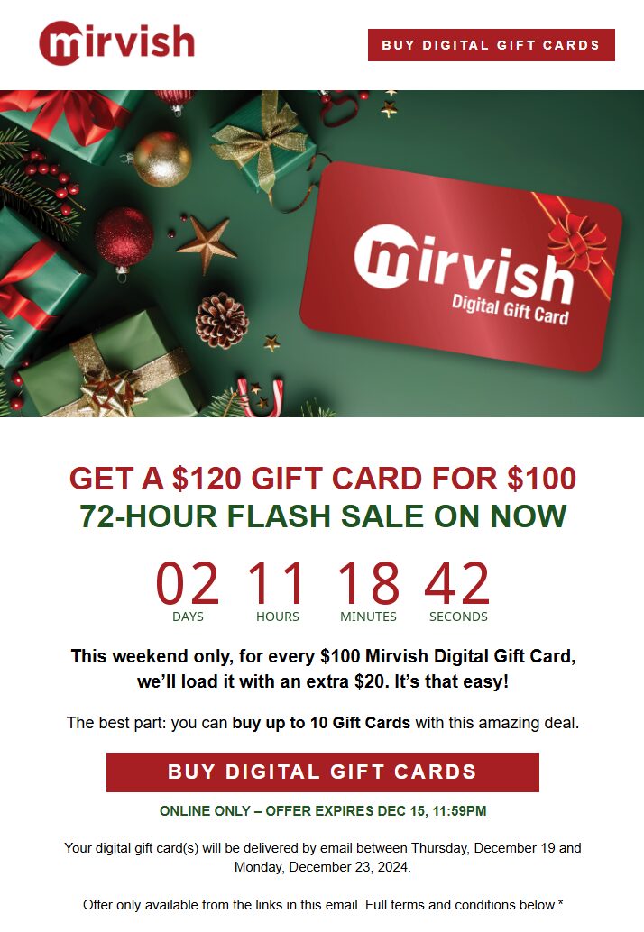 [mirvish.com] $120 Digital Gift Card for only $100 - RedFlagDeals.com Forums
