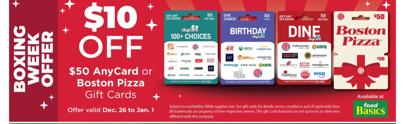 [Foodbasics] [Boxing Day] 20% off Anycard gift cards - HomeDepot/LCBO/H ...