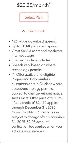 [Comwave/Rogers] Rogers/Fido clients - 20.25$/month 120 Mbps Home ...