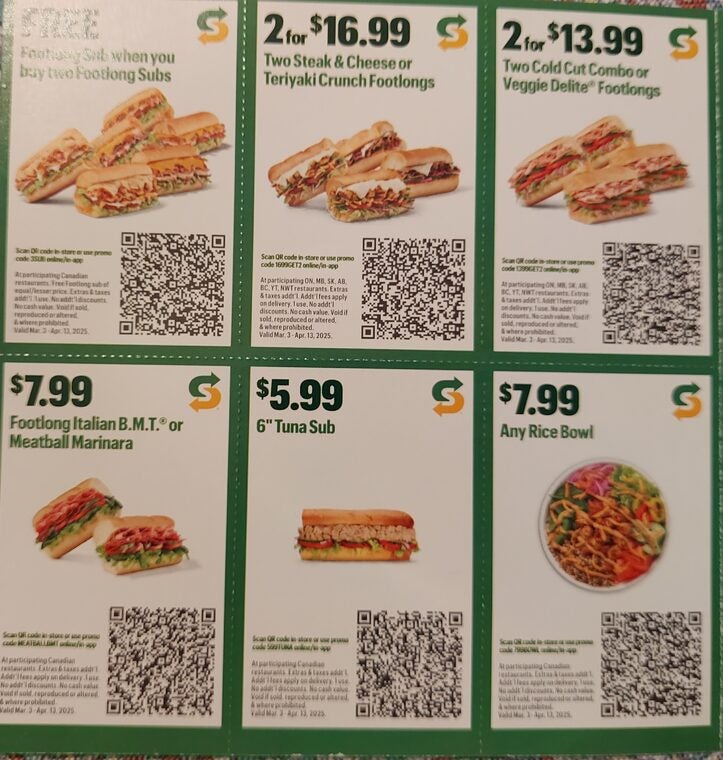 [Subway] Subway Coupon Codes March 2025 April 2025 - RedFlagDeals.com ...