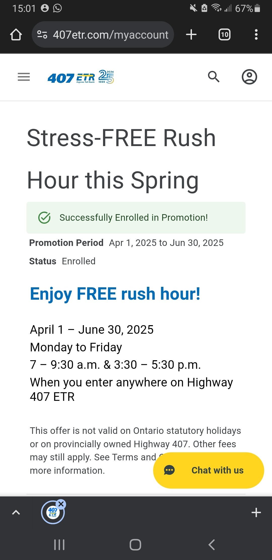 [407] [407] Free Rush Hour Travel - April 1 - June 30. YMMV ...