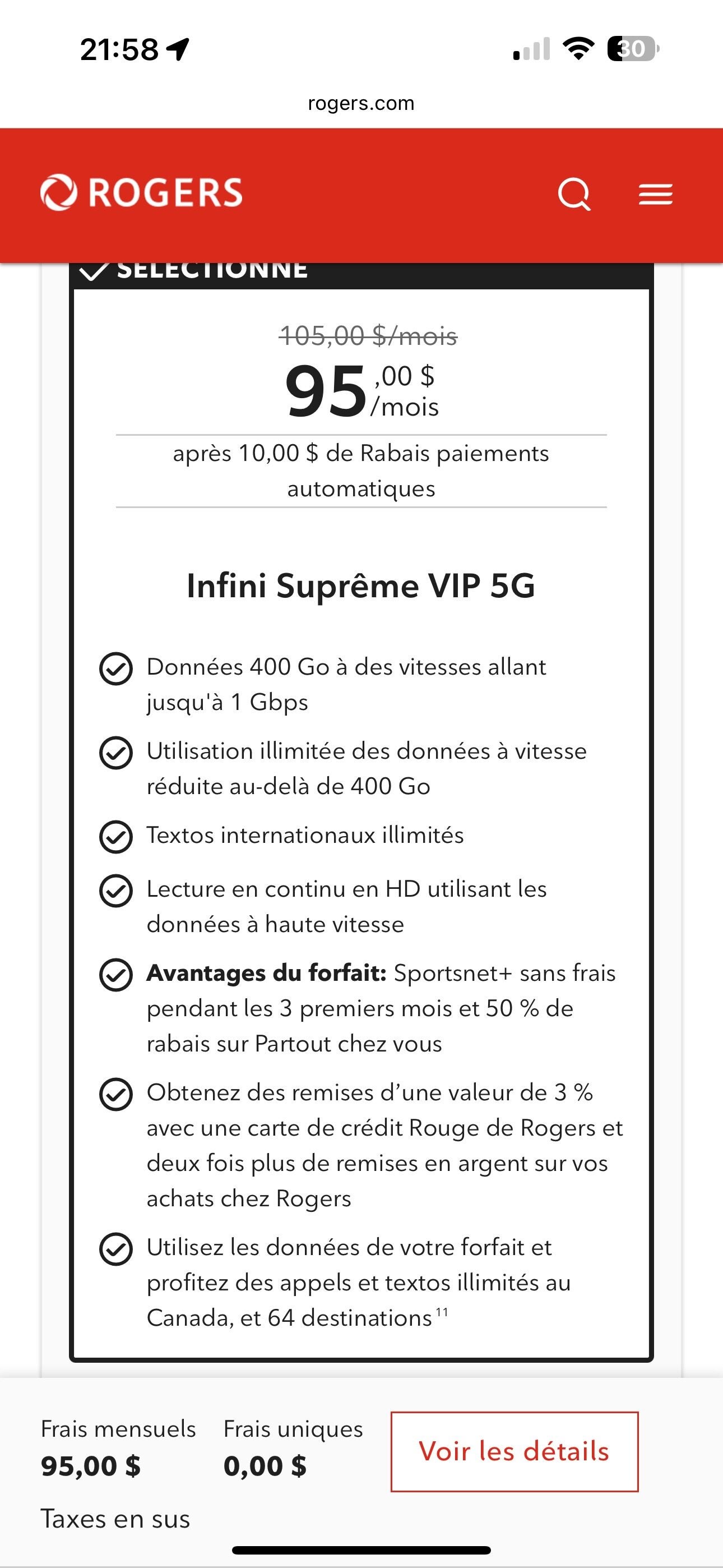 [Rogers] Rogers Infinite Supreme VIP 5G (400GB + Travel in 64 countries ...