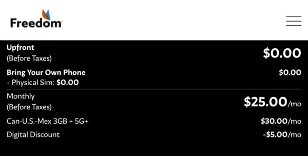 [Freedom Mobile] $25 3GB (Unlimited Data After) 5G+ Can/US/Mexico ...