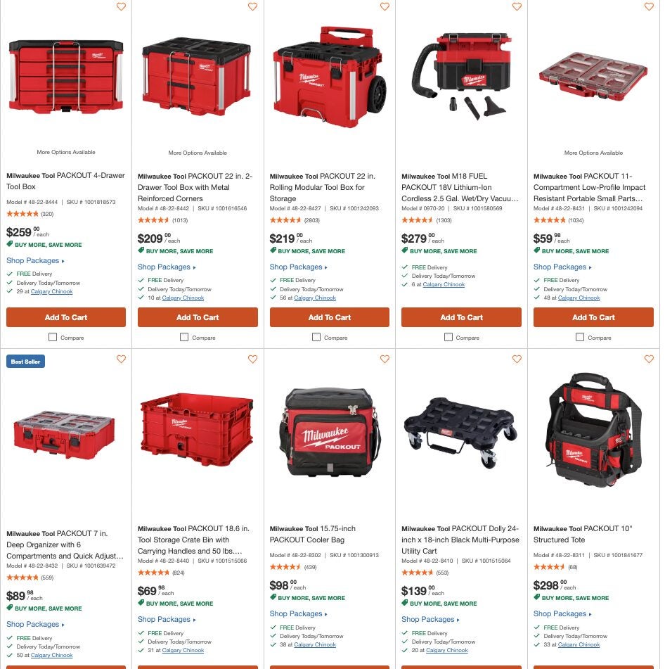 [Home Depot] Buy more, Save more, Milwaukee Packout, limited selection ...